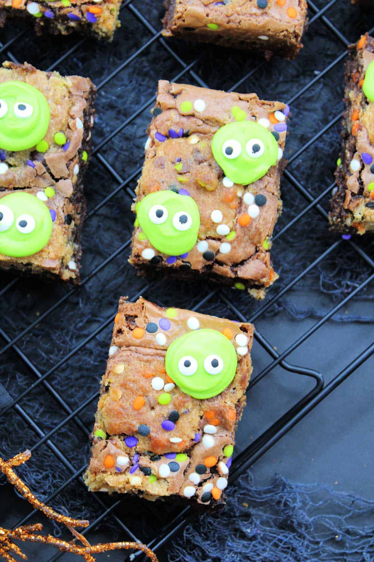 Alien Monster Cookies Mixed With Brownies - Magically Allergy Friendly